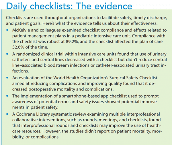 Quality improvement: A structured daily checklist