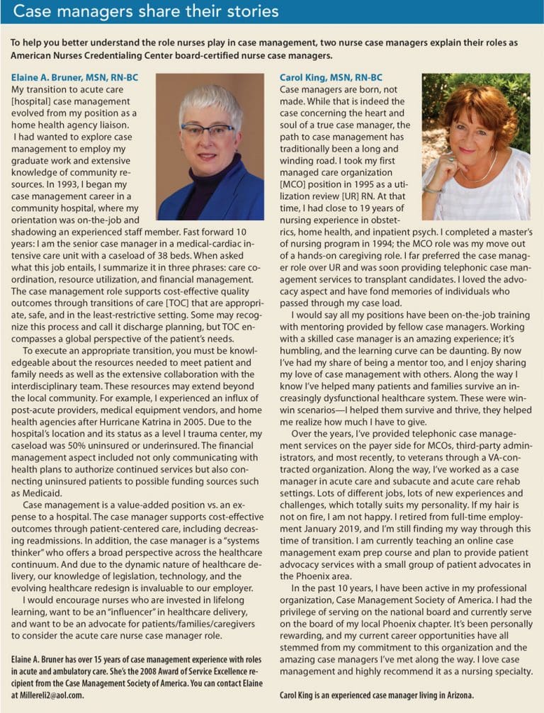 Exploring nurse case manager practice