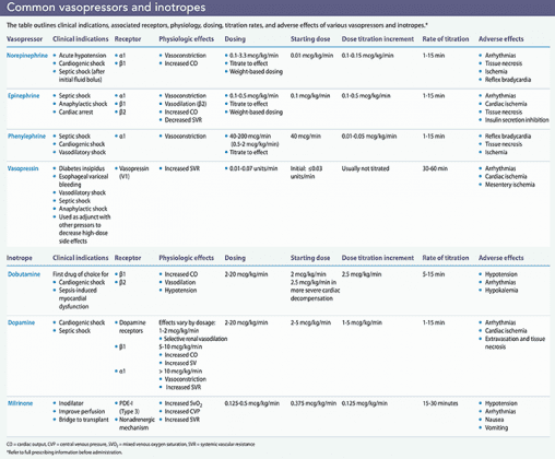 Caring for patients receiving vasopressors in the ICU